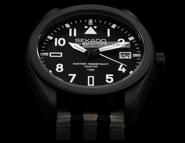 Sekado Commander Tritium T25 Black Edition, Luminova & K1 Glass Sport Uhr