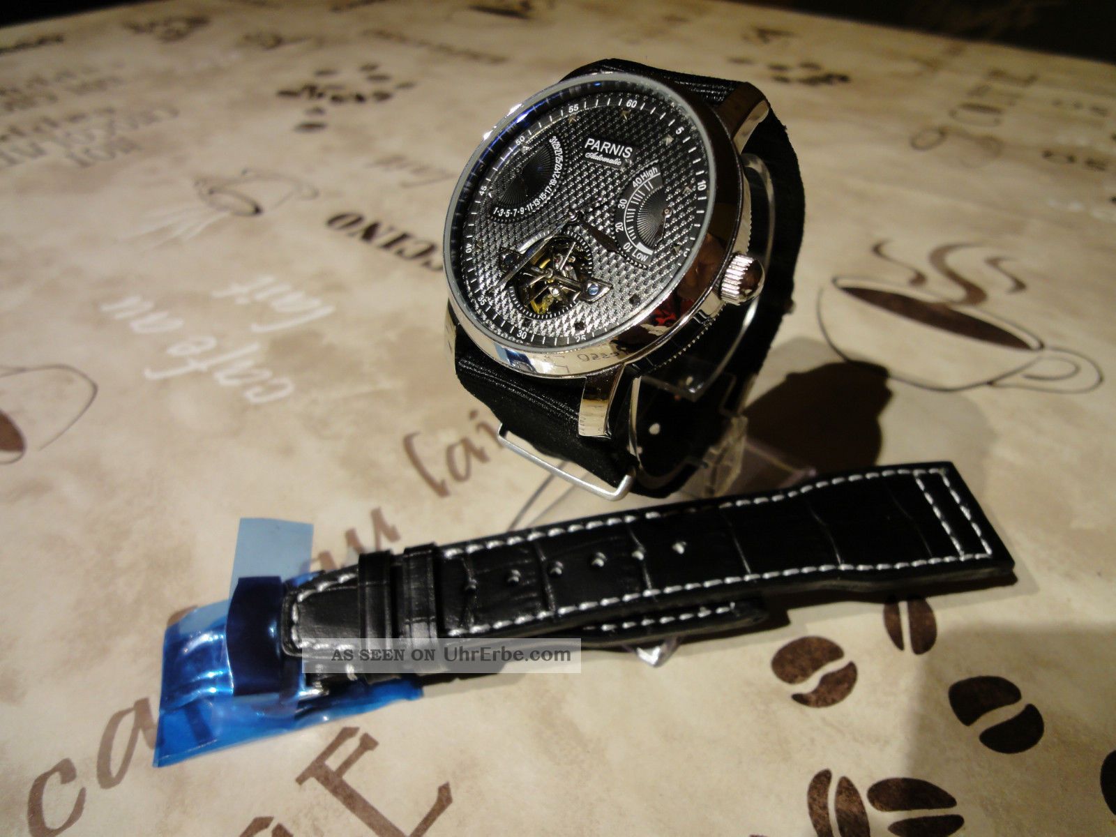 Parnis Power Reserve Automatic Black - 43mm - Glasboden Parnis Power Reserve Automatic Black - 43mm - Glasboden