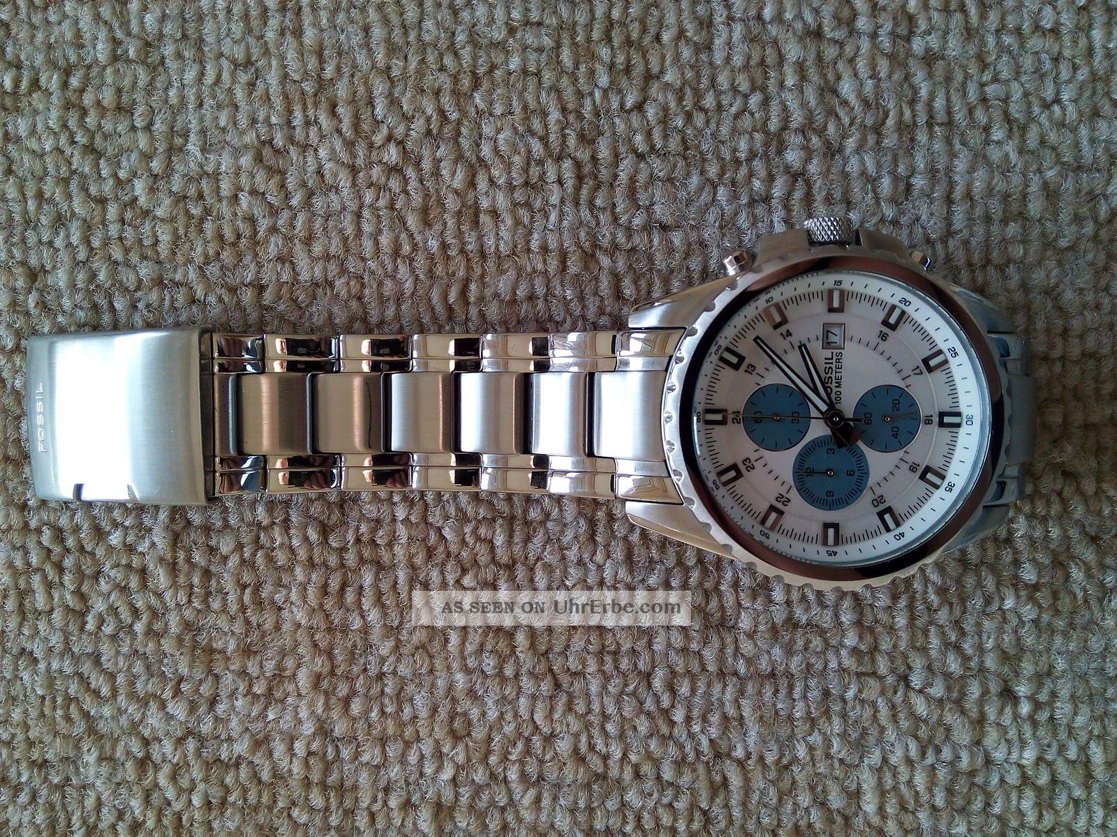 Herrenuhr Chronograph Fossil Blue (ch2445), Edelstahlband Neuwertig