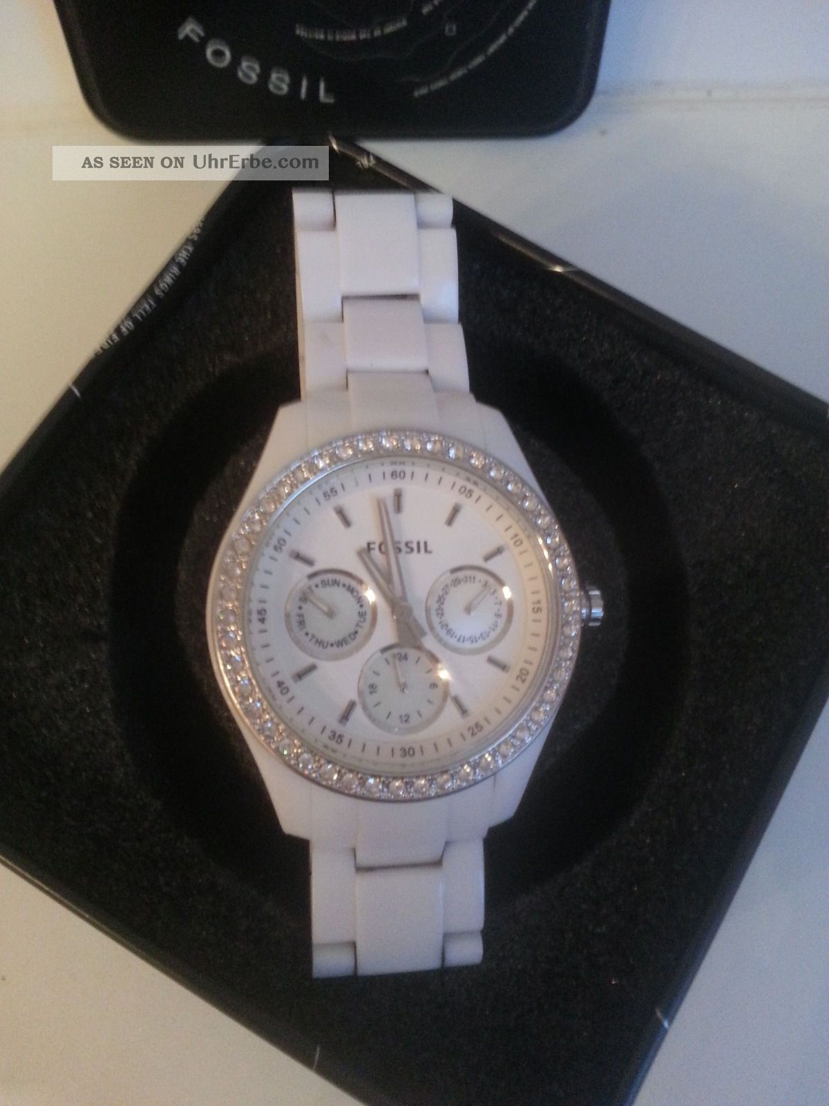 Fossil Damenuhr. Es - 1967 Stella, Chronograph, Strassteine, Mit Fossilbox