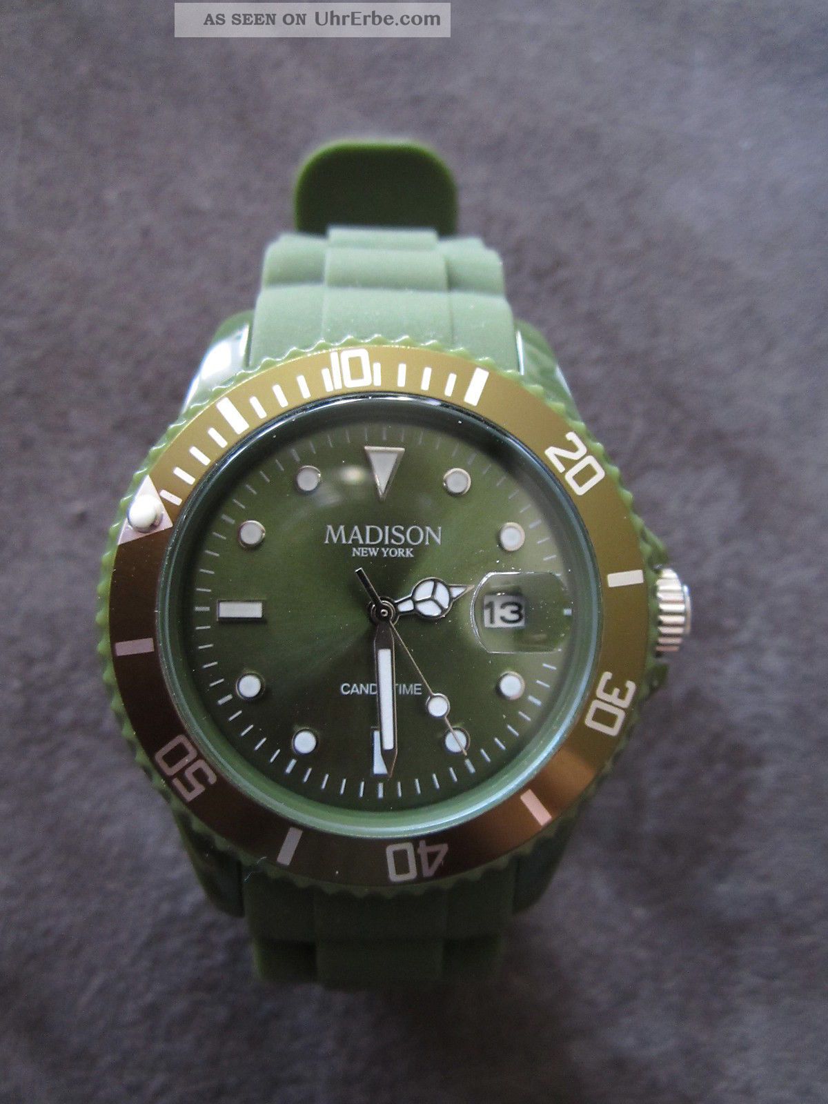 Madison York, Candy Time, Uhr, Schlamm Navy Grün, Datum Mit Lupe,