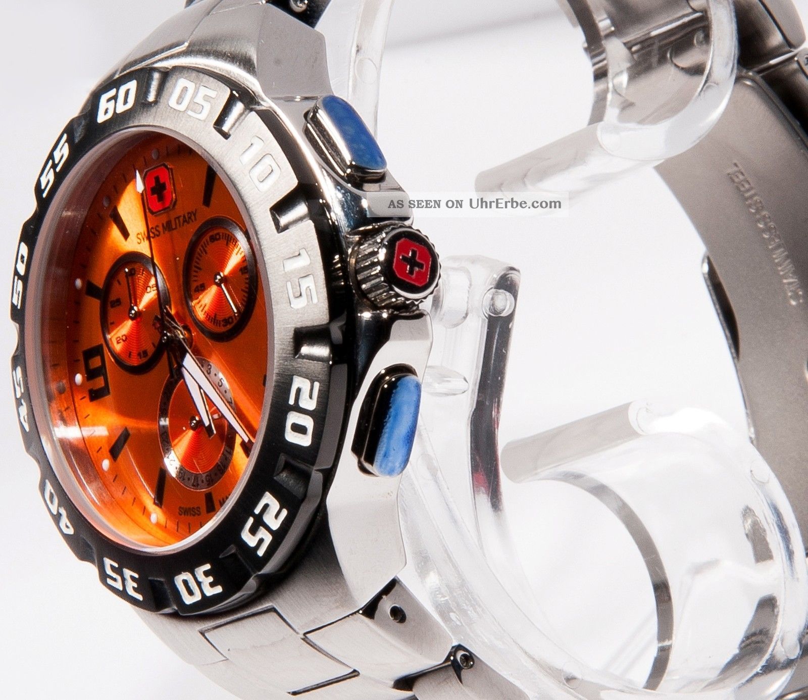 Swiss Military Hanowa Edelstahl Chronograph Chrono Uhr Orange Sm12867jstbbk