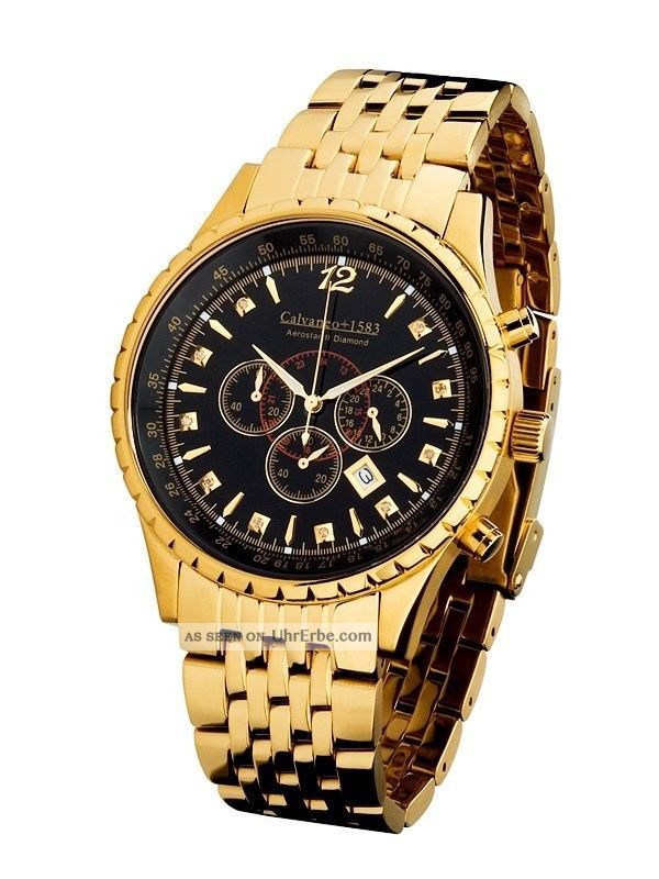Calvaneo Flaggschiff " Black Aerostar Ii Diamond Gold " Chronograph ...