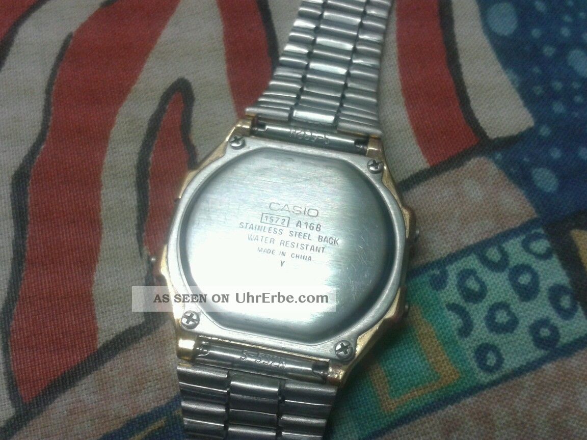 Casio Vintage Retro A - 168w Modul 1572 Goldfarbig Mit Karomuster