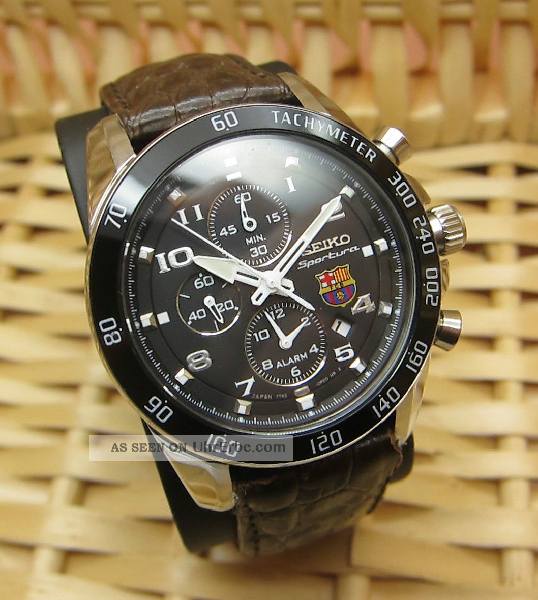 Seiko Sportura Fc Barcelona Quarz Uhr Datum Alarm Chrono Stopp Tachy