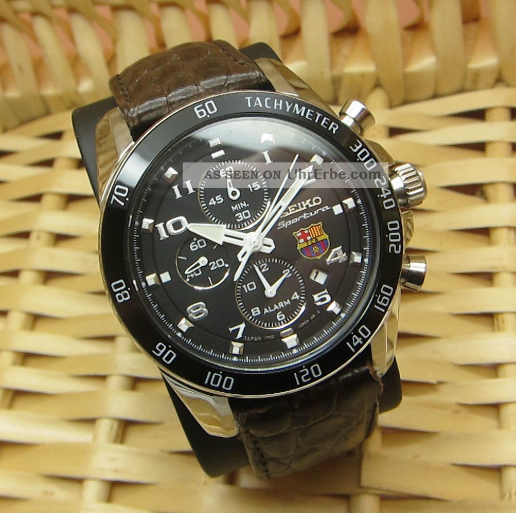Seiko Sportura Fc Barcelona Quarz Uhr Datum Alarm Chrono Stopp Tachy