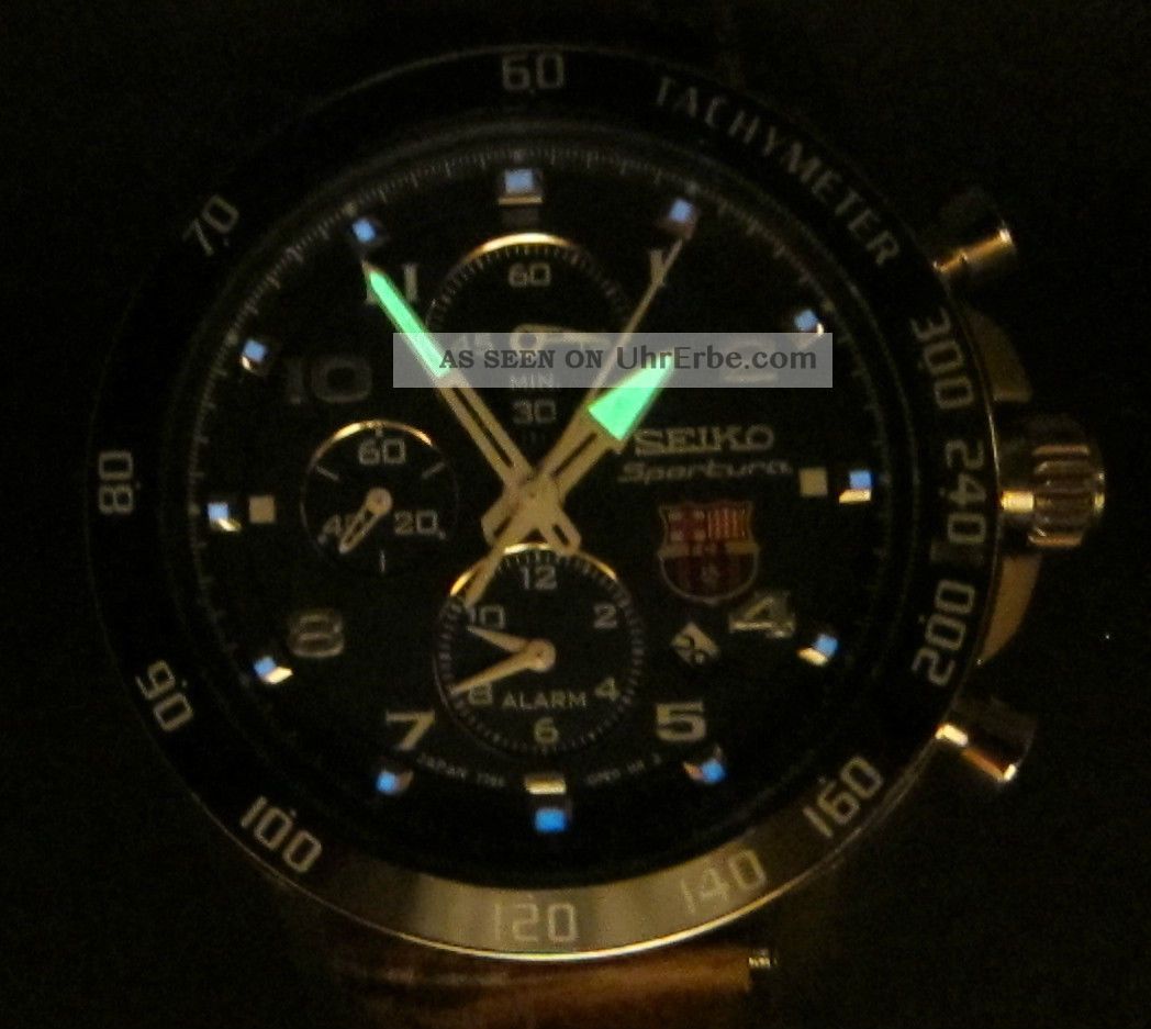 Seiko Sportura Fc Barcelona Alarm Tachy Chrono Datum Stoppuhr Uhr