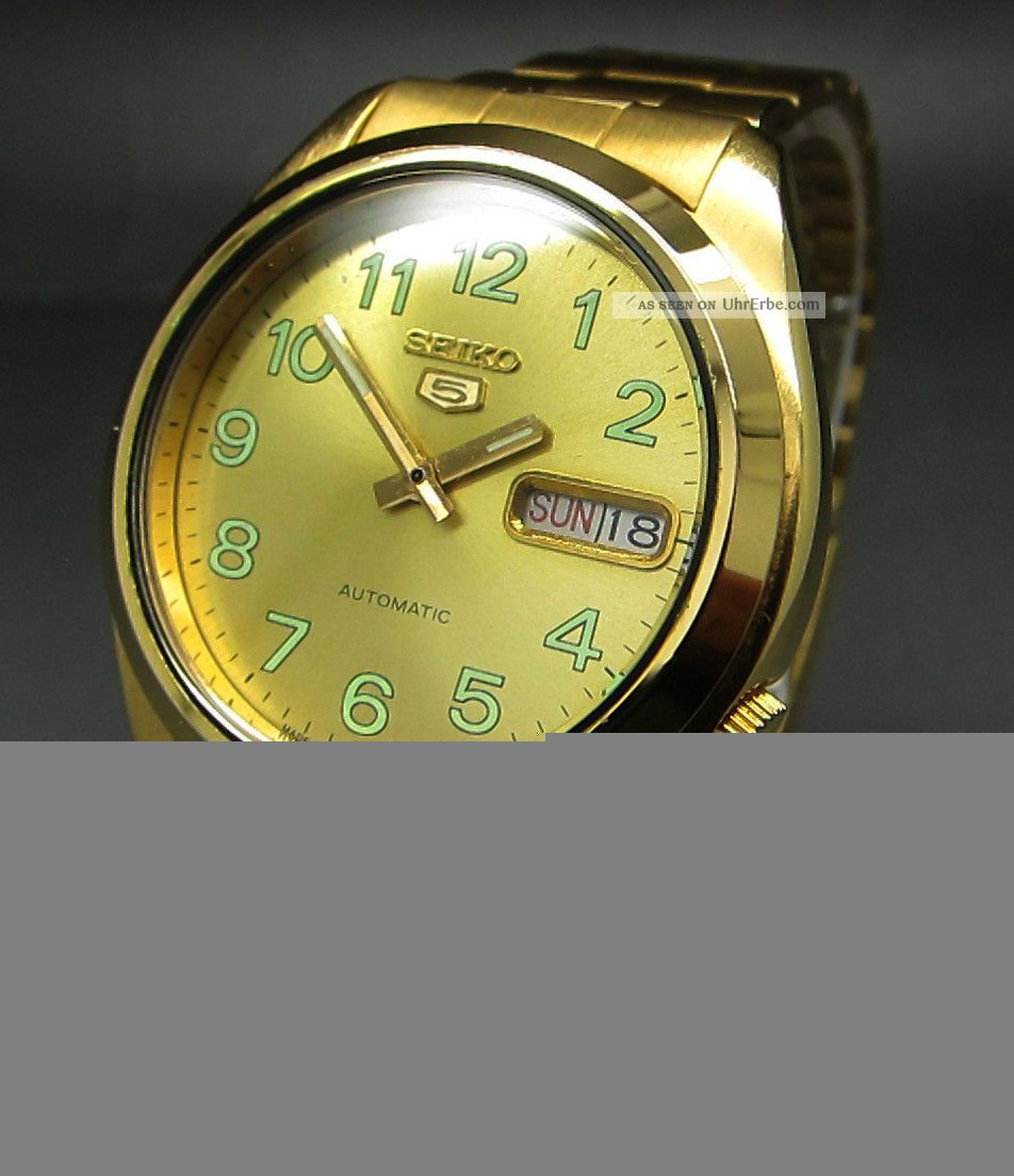 24 K Rose Gold Seiko 5 Automatik Uhr Tag Und Datumanzeige 17 Jewels