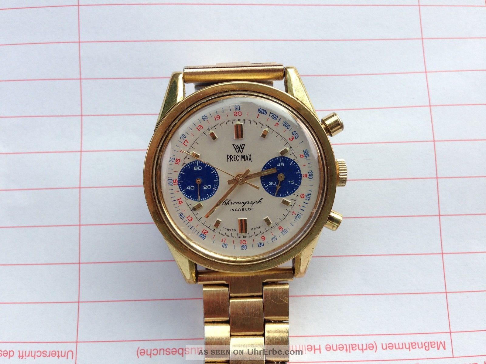 Precimax Uhr Vintage Automatic Chronograph Voll Funktionstüchtig Mit ...