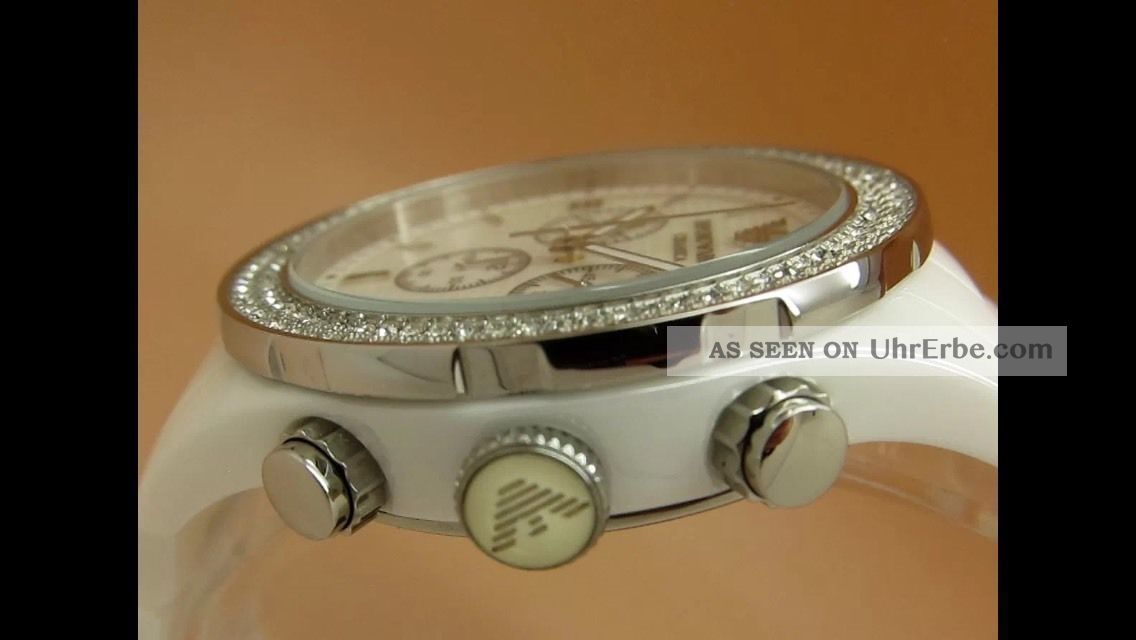 Emporio Armani Ceramica Ea Ar 1456 Quartz Uhr Chronoraph Datum Stoppuhr ...