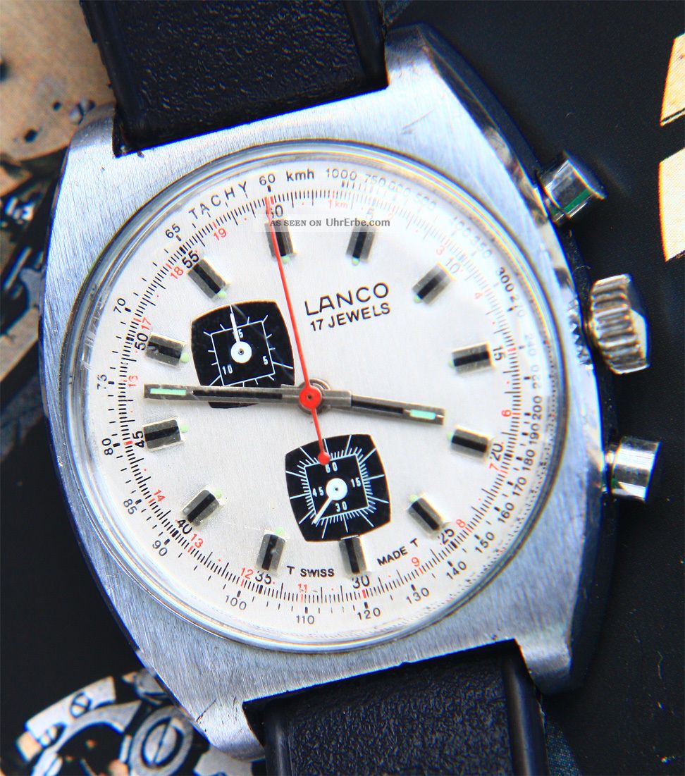 Lanco Sportlicher Vintage Racing Chronograph, 1970er Kult Design