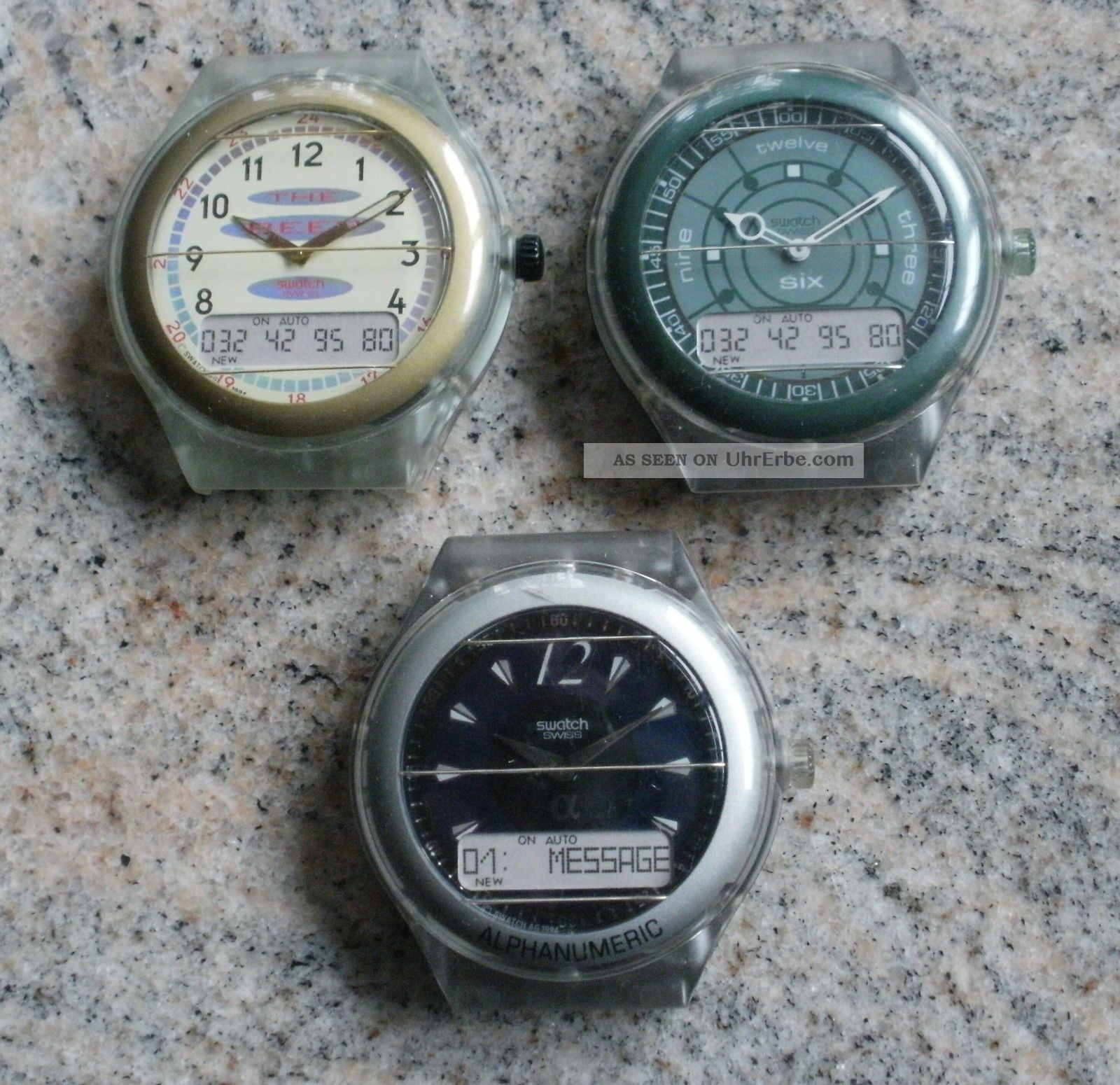 3 X Swatch The Beep Numeric / Alphanumeric. - Aus Sammlung - Seltene Dummys