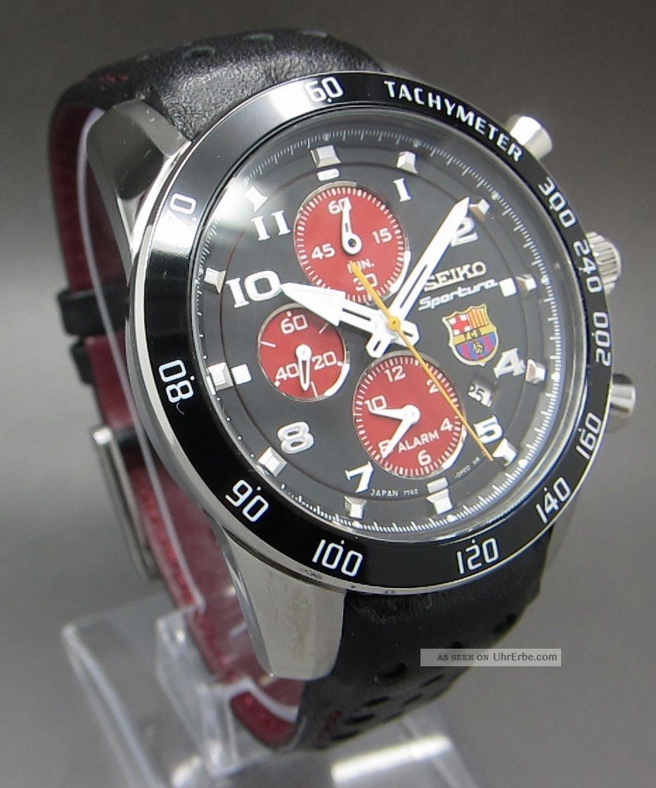 Seiko Sportura Fc Barcelona Snae75p1 Chrono Quartz Uhr Tachy Stop Datum ...