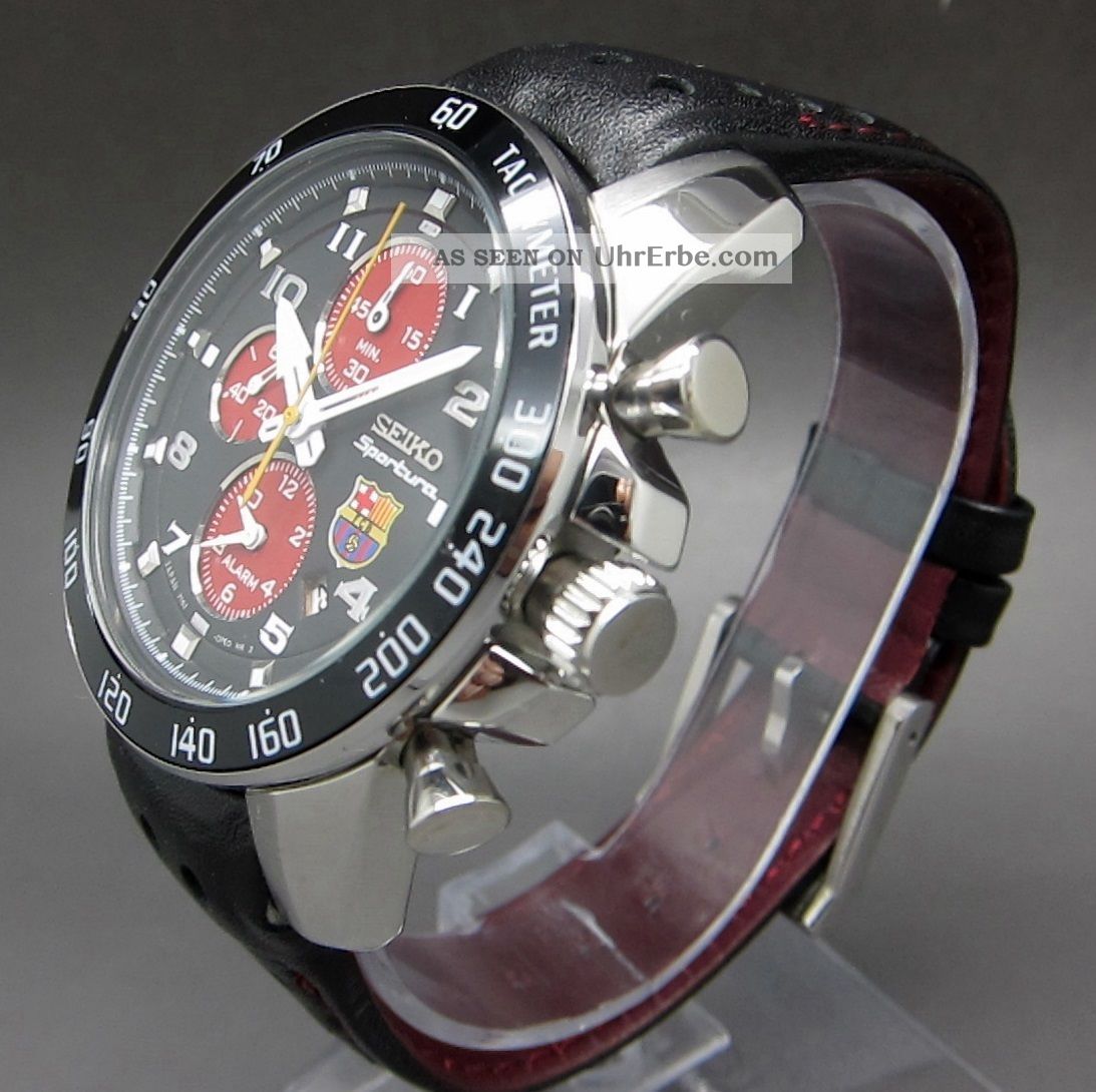 Seiko Sportura Fc Barcelona Snae75p1 Chrono Quartz Uhr Tachy Stop Datum ...