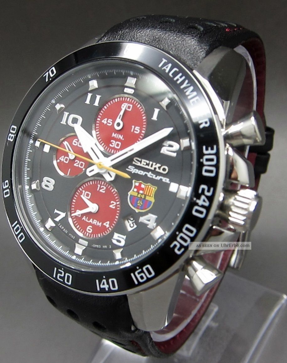 Seiko Sportura Fc Barcelona Snae75p1 Chrono Quartz Uhr Tachy Stop Datum ...