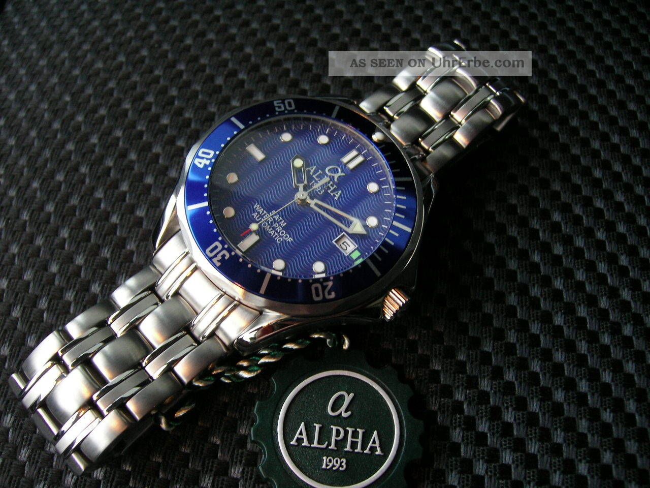Alpha Seamaster Blue Automatikwerk Saphir Herrenuhr Parnis Marina ...