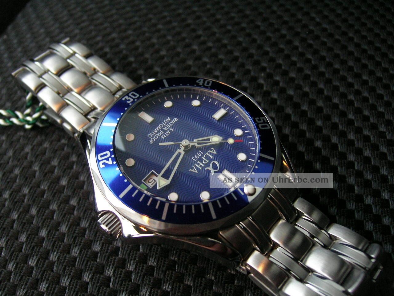 Alpha Seamaster Blue Automatikwerk Saphir Herrenuhr Parnis Marina ...