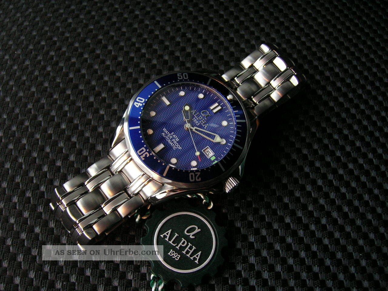 Alpha Seamaster Blue Automatikwerk Saphir Herrenuhr Parnis Marina ...