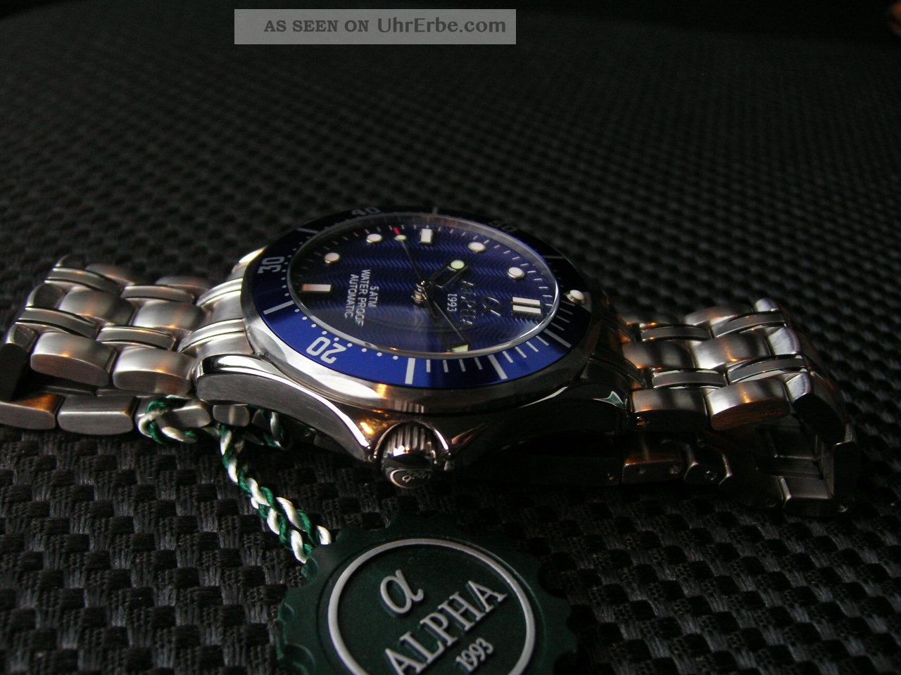 Alpha Seamaster Blue Automatikwerk Saphir Herrenuhr Parnis Marina ...