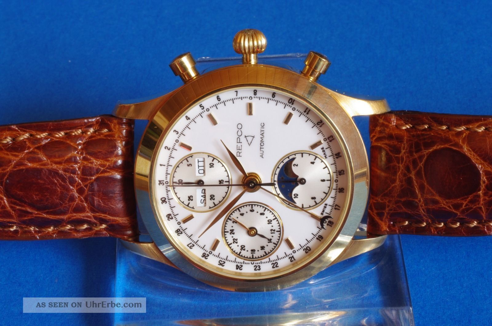 Repco Watch 18 Kt Goldchronograph Valjoux 7751. Nos