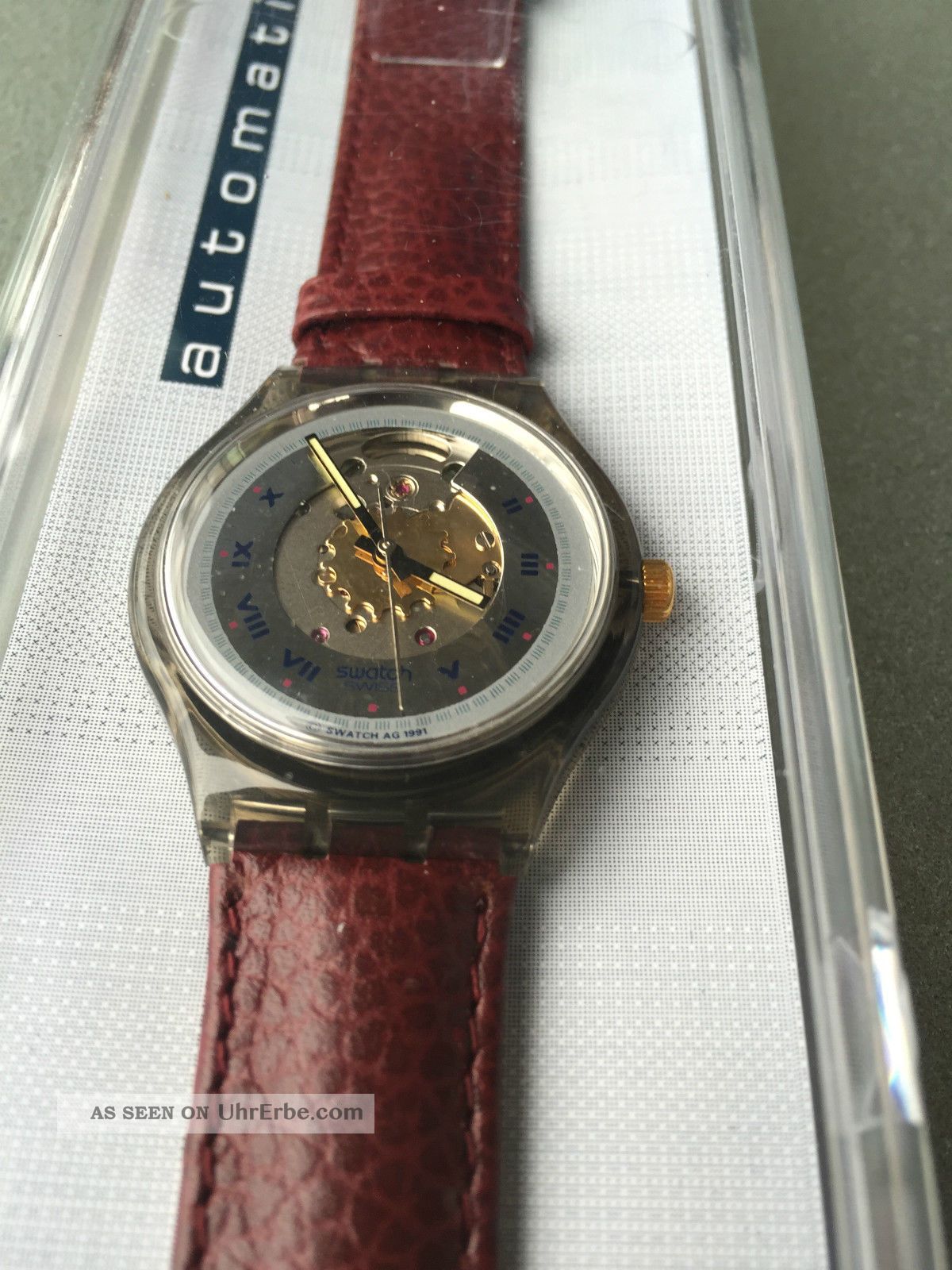 Swatch Automatic Sam 100 " Rubin " 1. Auflage 1991 - Mit Kaufstempel Ovp