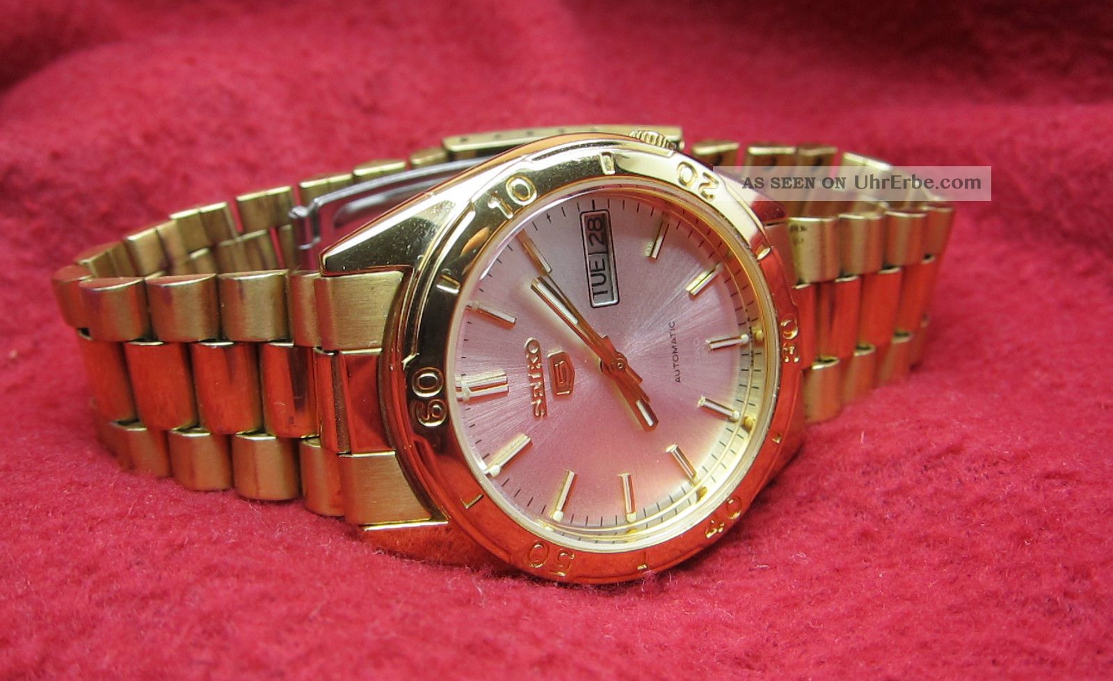 Seiko 5 Rose Gold Automatik 21 Jewels Herren Tag Und Datum Uhr Men ...