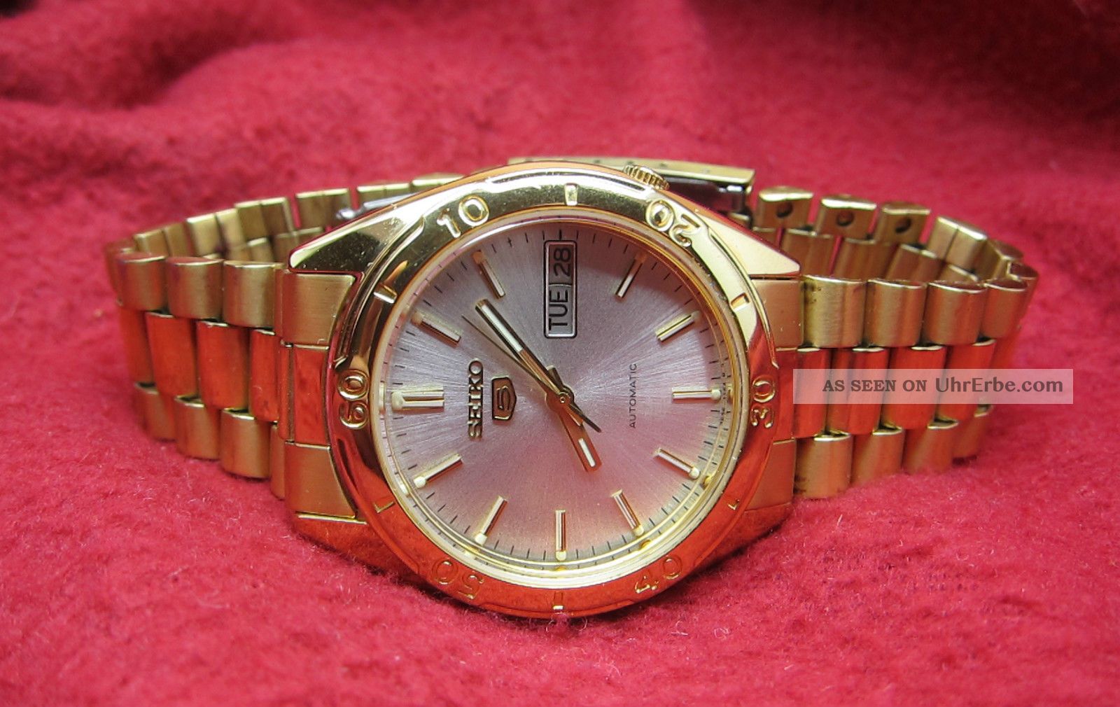 Seiko 5 Rose Gold Automatik 21 Jewels Herren Tag Und Datum Uhr Men ...
