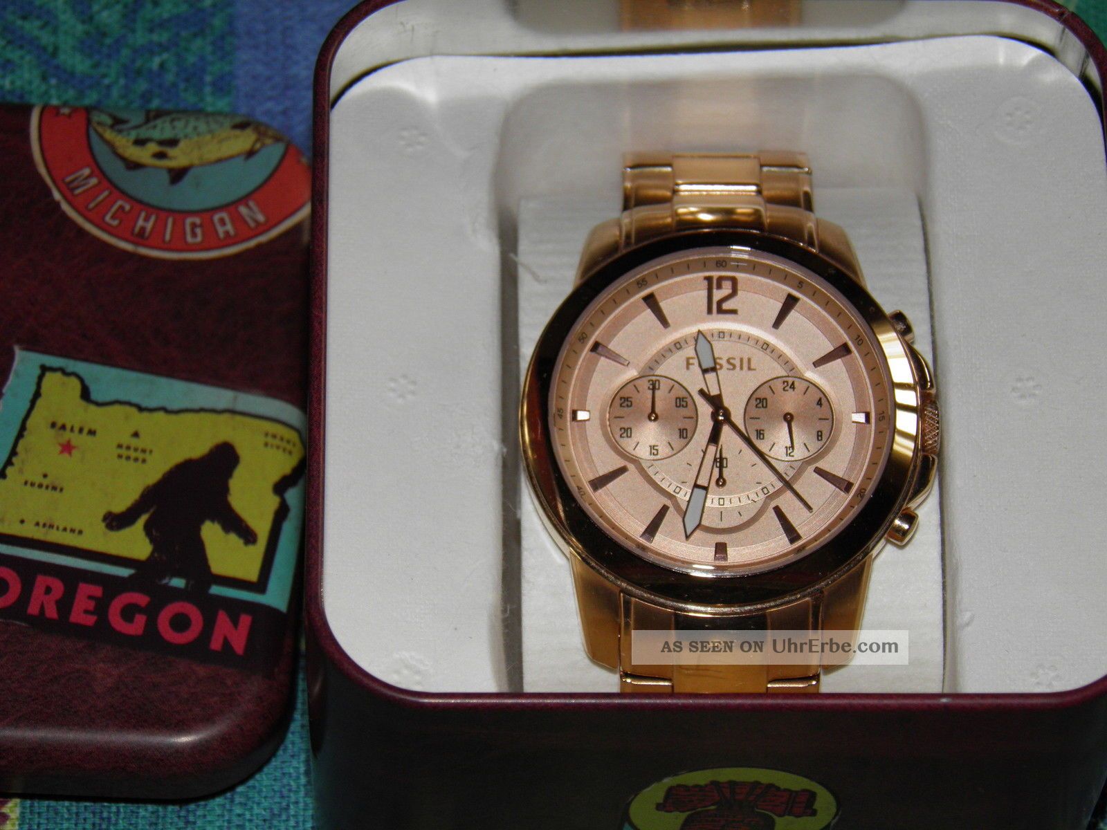Fossil Chronograph Rose Gold Grant Edelstahl Armbanduhr Fs4635 Top M ...