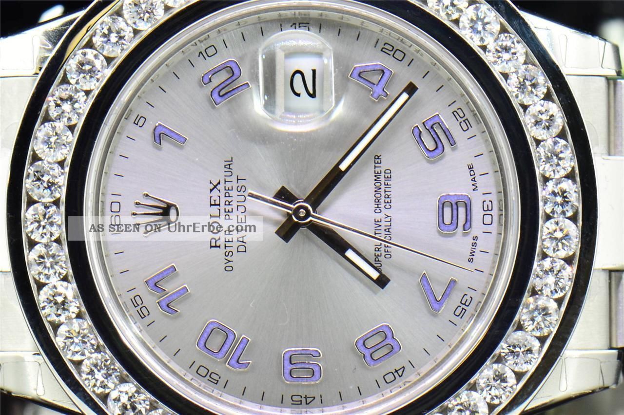 Herren Nagelneu Rolex 45 Mm Datum Nur 2 Echte Diamantuhr 6 Ct.