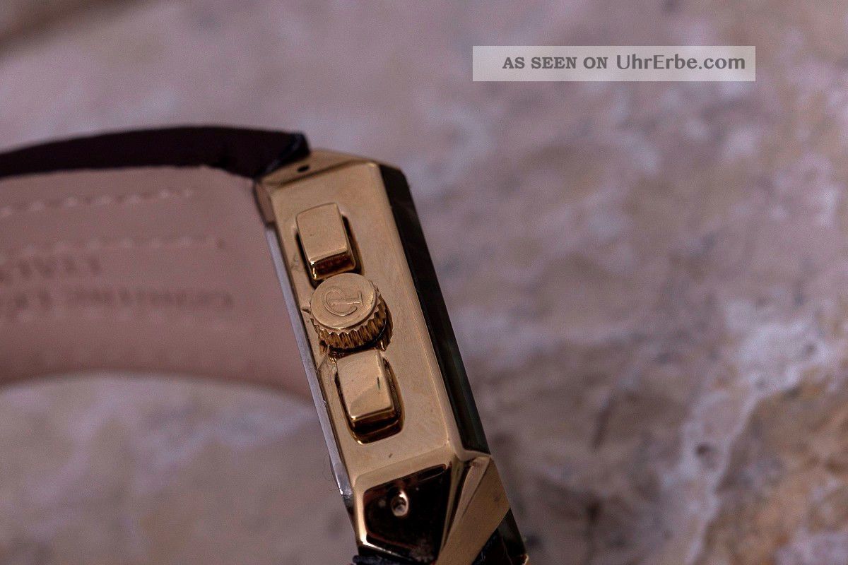 Chronograph Herrenuhr Promado Angolo Schwarz Gold Edelstahl Datum Leder