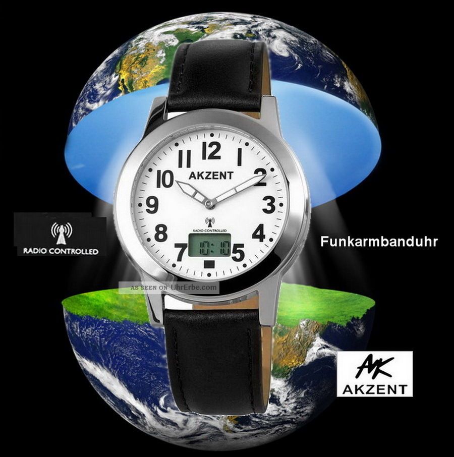 Weltweite Funk Armbanduhr Herrenuhr Analog Digital Dcf 77 Atom Uhr ...