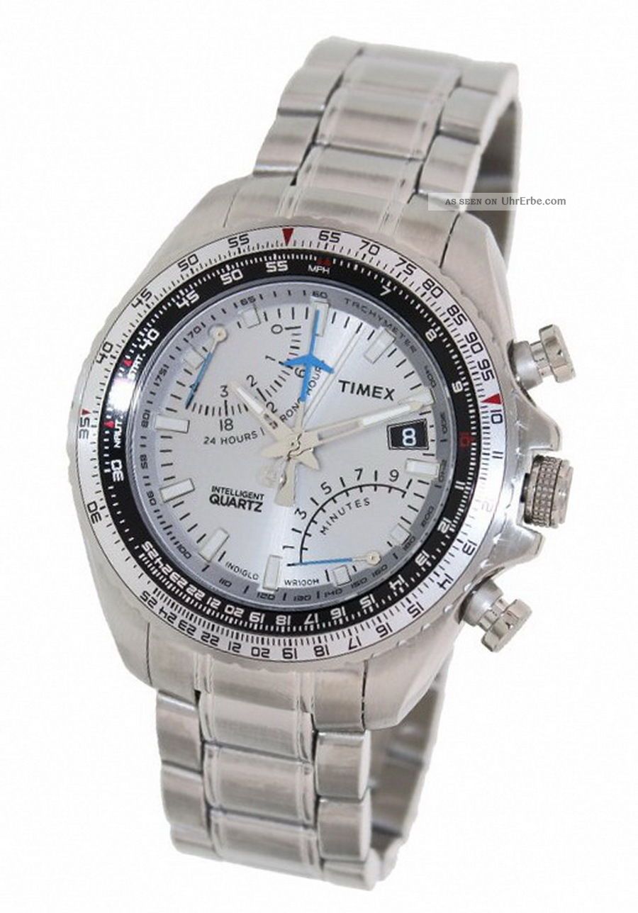 Timex Chronograph T2p104 Aviator Fly - Back Herrenuhr Edelstahl ...
