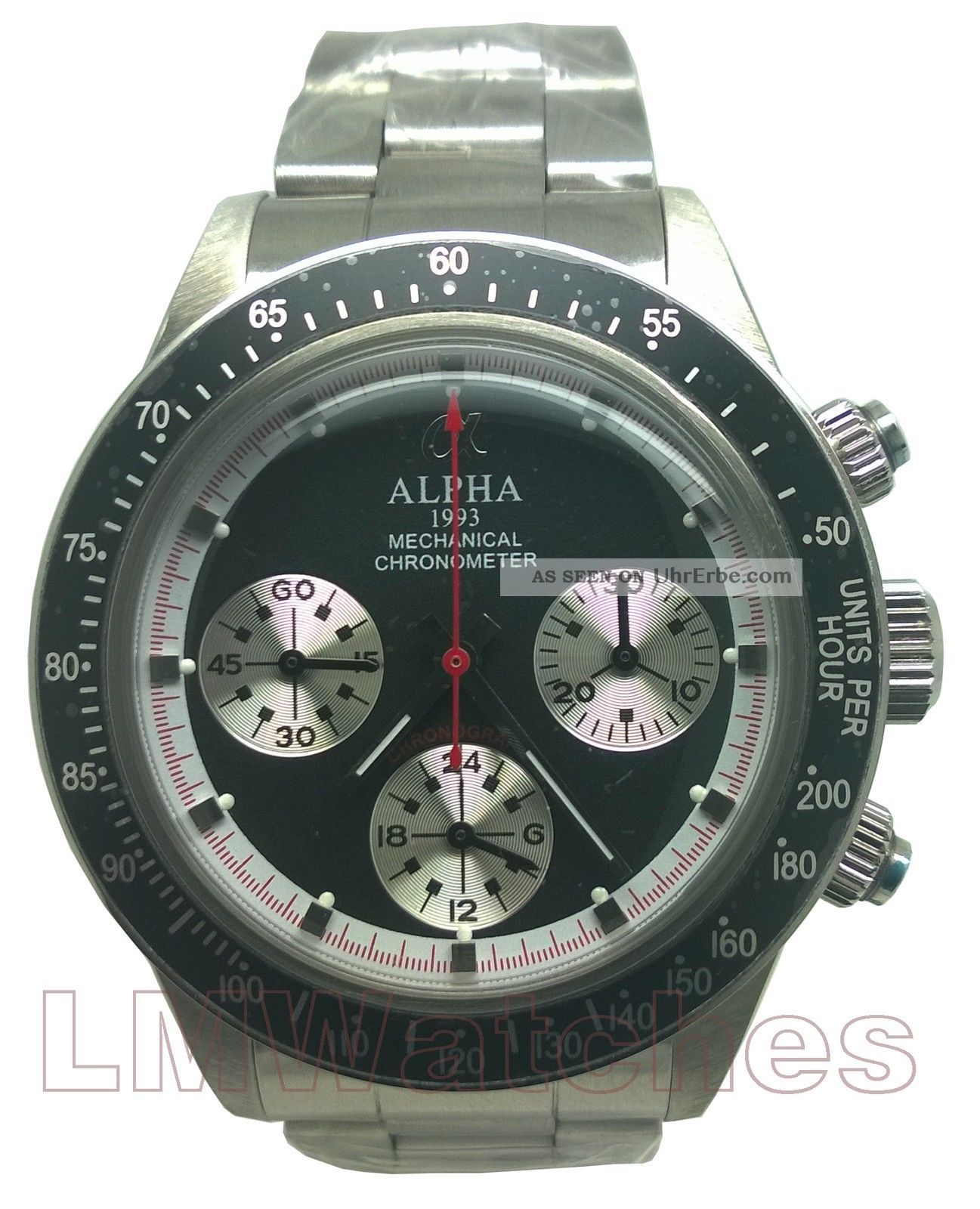 Alpha Uhr Daytona Paul Newman Mechanisch Chronograph Schwarz Gb