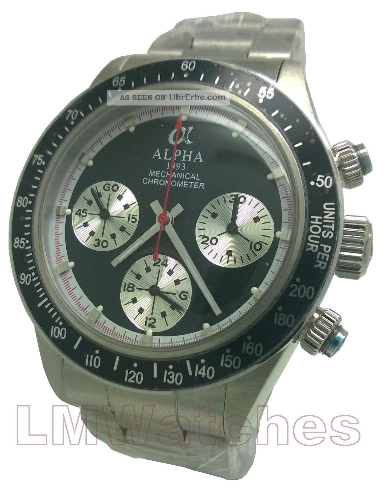 Alpha Uhr Daytona Paul Newman Mechanisch Chronograph Schwarz Gb