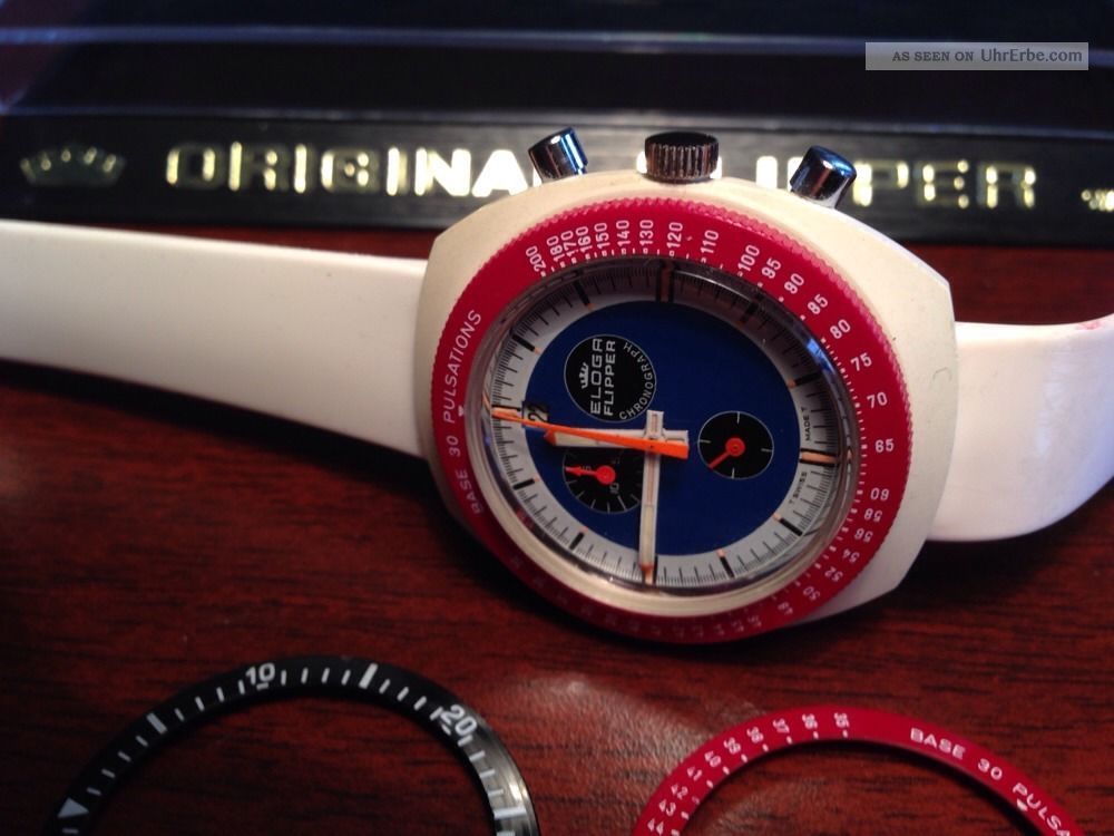Rare Eloga Flipper Vintage Chronograph With 6 Bezel